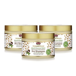 African Pride Moisture Miracle Aloe & Coconut Water Pre-Shampoo - Helps Minimize Breakage for Natural Coils & Curls, Detangles & Conditions, 12 oz (3 Pack)