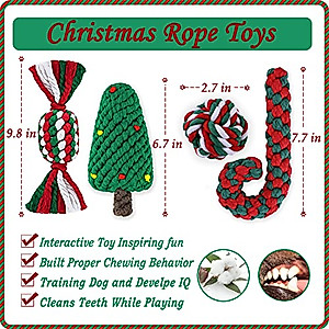 Lobeve Christmas Dog Toys Pack for Puppies,7 Pack Holiday Puppy Toys for Small Dogs,Puppy Chew Toys with Cute Squeaky Toys,Xmas Dog Flying Discs,Treat Ball and More Rope Toys