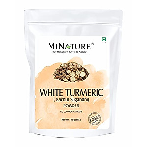 White Turmeric Powder by mi nature | Kachur, Curcuma zeodaria,Poolankilangu powder | 227g(8 oz) (0.5 lb) | Does not stain | White turmeric powder for face and skin | 100% Natural powder| From India