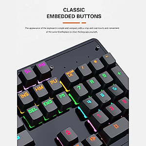 LJFLI Gaming Keyboard Mechanical Wired E-Sports Game Green axis Office Computer Keyboard,Black