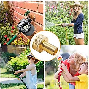 Hooshing 2PCS 3/4" Barb x 3/4" Female GHT Thread Soild Brass Garden Hose Repair Kit Female Hose End Mender Water Hose Connector with Stainless Clamp
