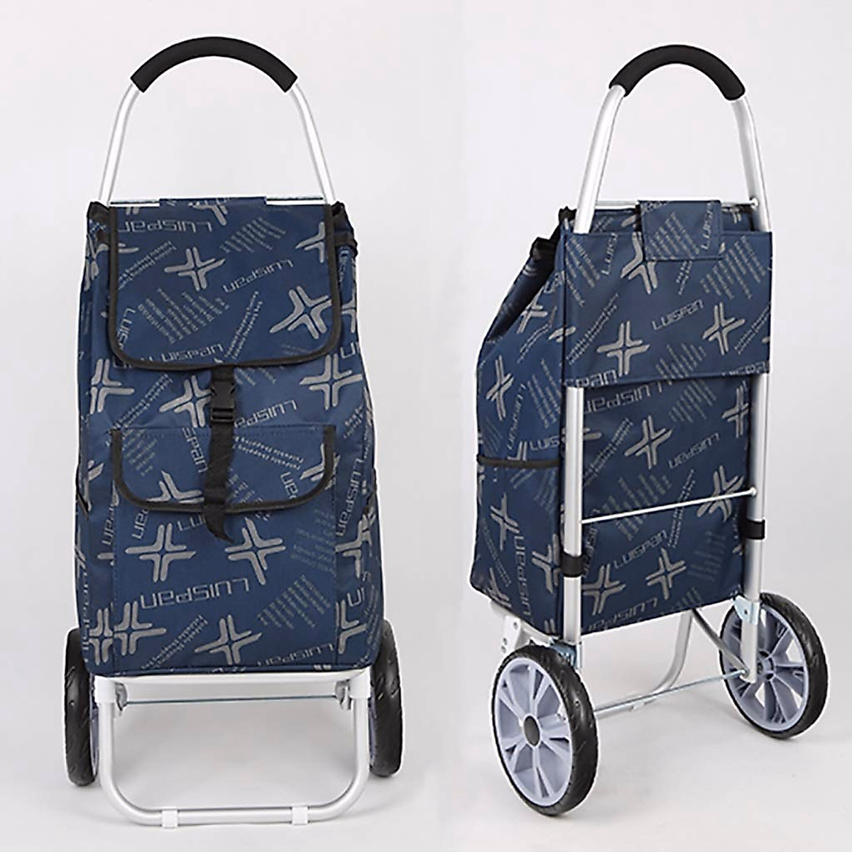 SH-gwtc Shopping Trolley,Foldable Shopping Cart 2 Wheels Climbing Trolly/Aluminum Alloy/Waterproof Shopping Bag/Collapsible Push Pull Carts,Bearing Capacity :40 Kg (Color : B)