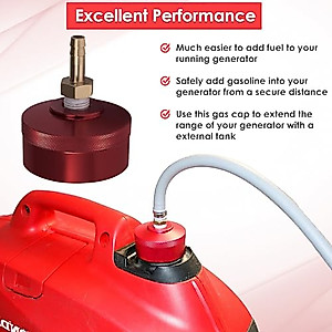 Upgrade Extended Run Fuel Gas Cap for Honda EU1000i EU2000i EU3000i Handi Champion 2000W Westinghouse 2200W WH2200iXLT Generators, Fuel Gas Cap with Brass Hose Red