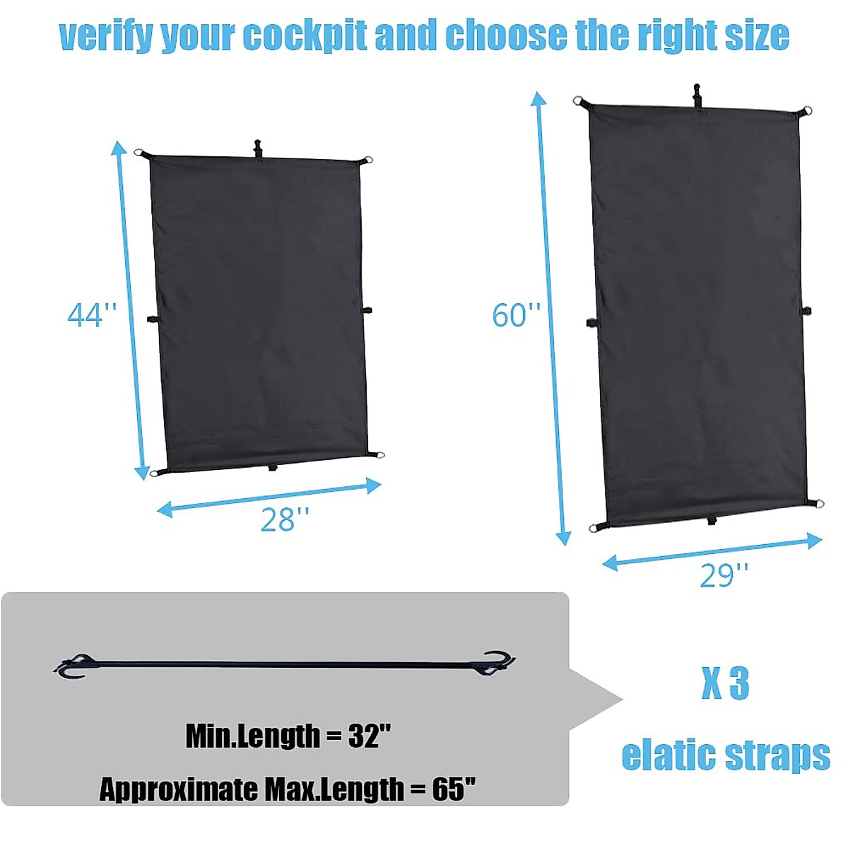 UCEDER 420D Waterproof Oxford Cloth Seal Cockpit Cover, Kayak Cockpit Drape Cover with PVC Coating Maximum Protection for Your Ocean Cockpit(Large 60x29 inch)