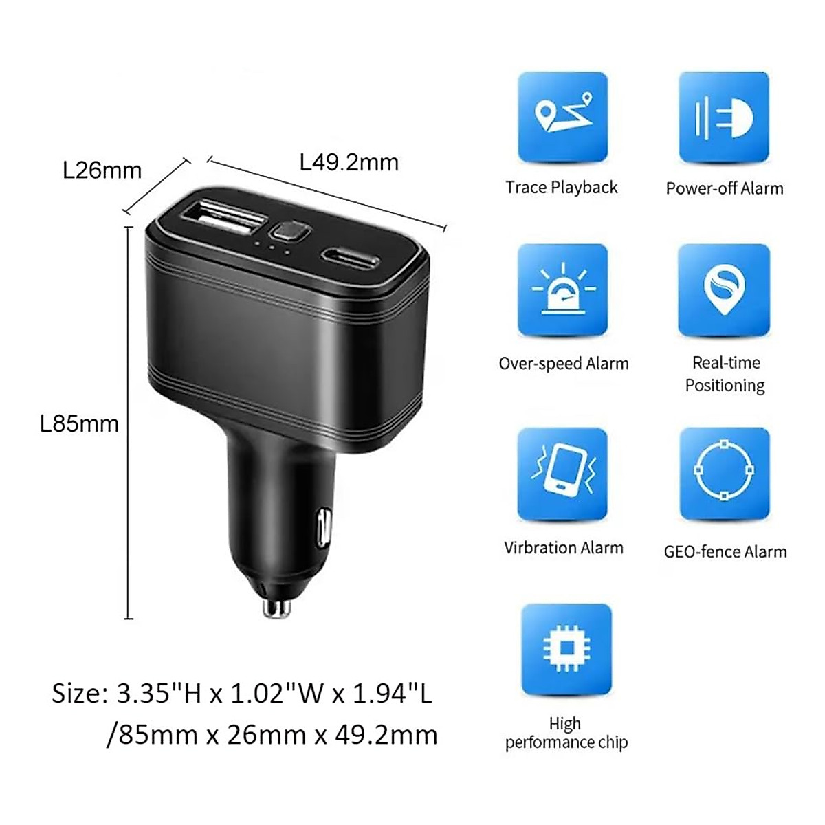 TKSTAR Car GPS Tracker Device - Hidden GPS Tracker for Vehicles, GPS Locator with USB & Type-C Charging Port, Hidden Tracking Devices Compatible with 9-32V - TK818