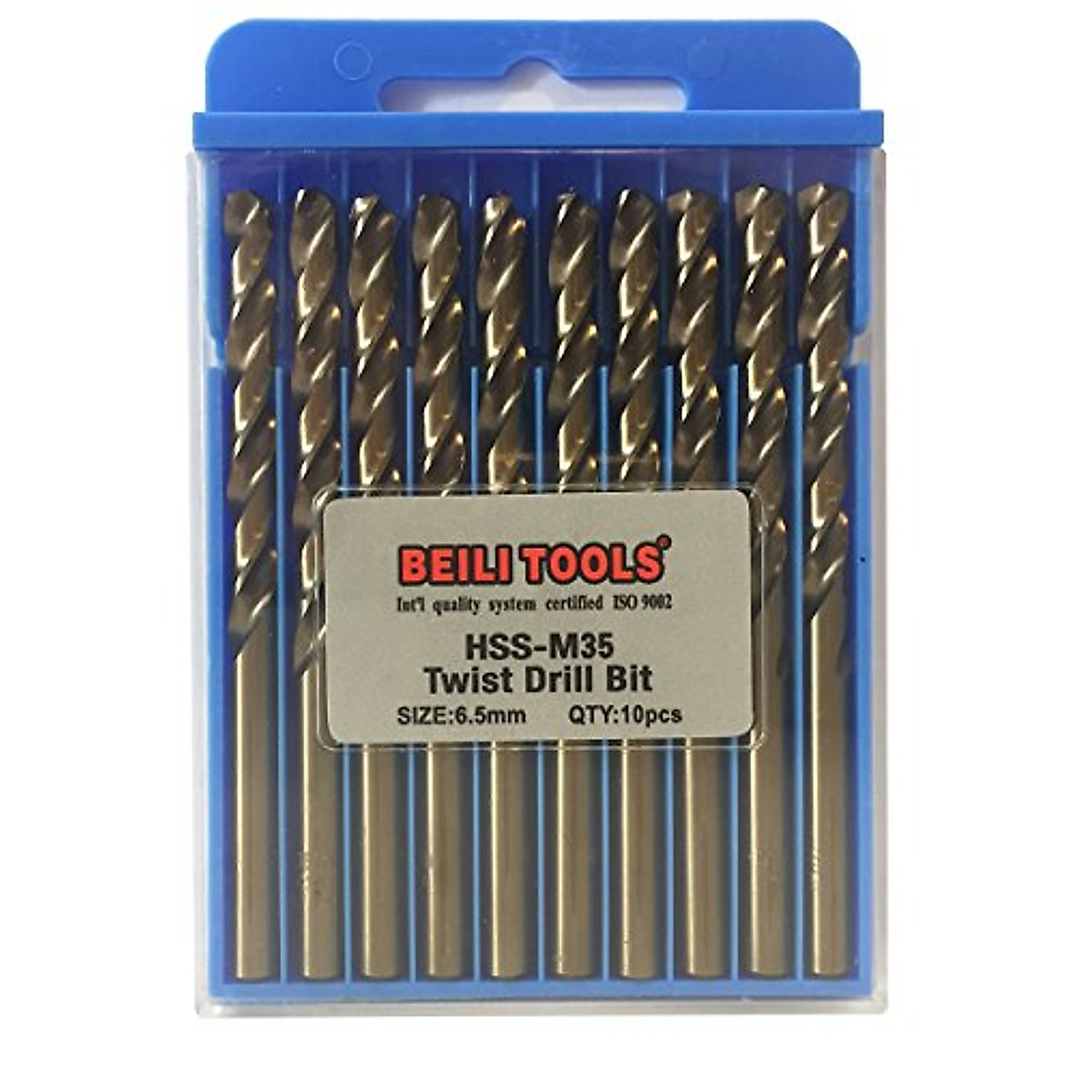 BEILI TOOLS HSS M35 Cobalt Twist Drill Bits, Pack of 10 (6.5mm, 1/4")