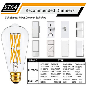CREATE BRIGHT Vintage ST64 16W Dimmable Led Edison Bulbs 2700K Warm Light Bulbs Led Filament Light Bulbs for Chandeliers,E26 Base,4 Pack