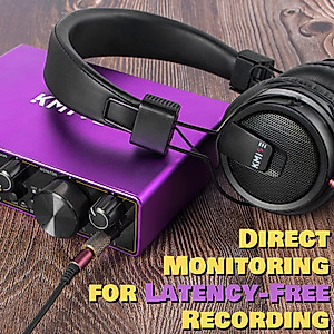USB Audio Interface for PC-Kmise 2i2 Audio Equipment Computer Recording Sound Card,High Compatibility,Studio Quality Recording for Live Streaming Podcasting