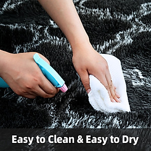 TANJOMAND Area Rug 6x9 Feet High Pile Boho Area Rug Thickened Non-Slip Backing Shaggy Fluffy Rugs for Indoor Floor Carpet for Bedroom Living Room Dorm Office Kids Dark Black