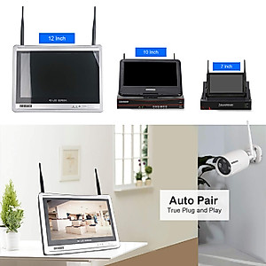 [8CH Expandable] 2K 3MP Home Security Cameras System with 12 Inch Monitor & NVR Combo Surveillance Kits, 8 Channel Cameras CCTV System with 4Pcs Wireless Video 3.0MP IP Cameras,Free APP(No HDD)