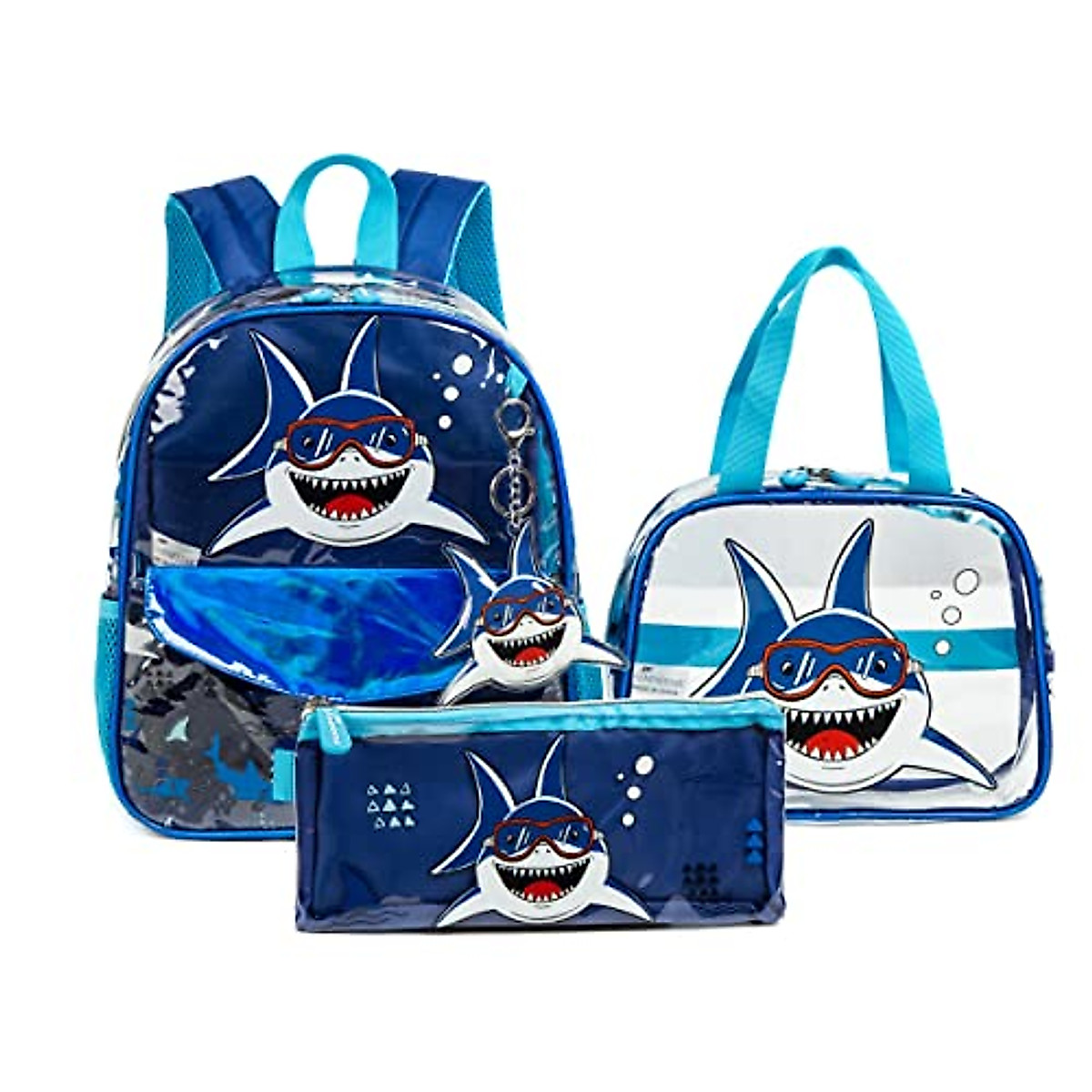 MOHCO Toddler Clear Backpack 13 inch Preschool Backpack Kindergarten Bookbag with Lunch Bag and Pencil Case for Boys and Girls