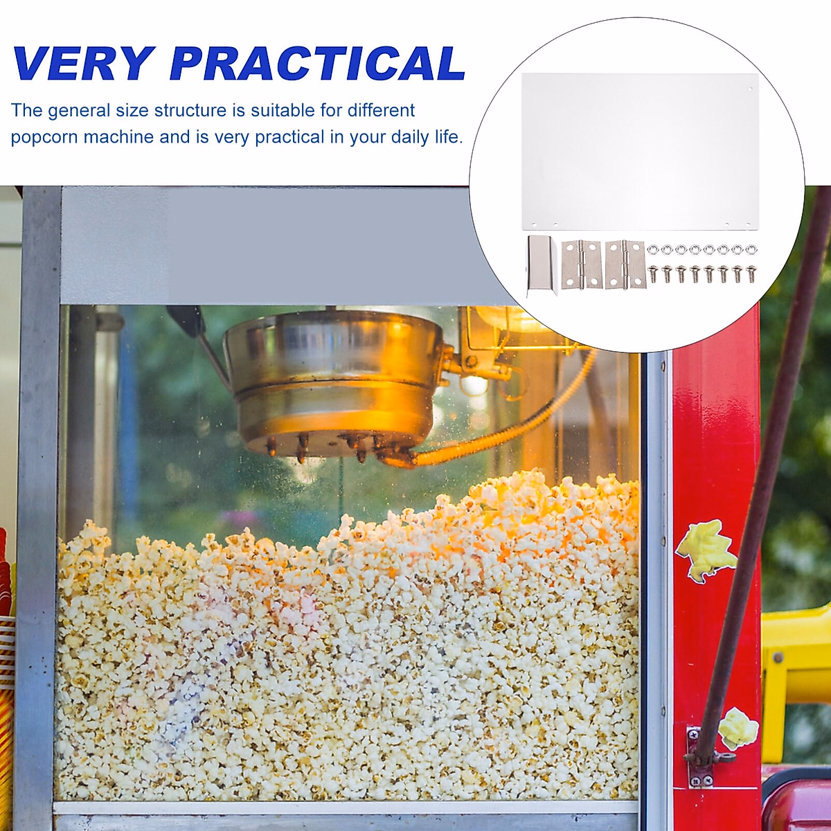 ABOOFAN Commercial Popcorn Machine Door Panel, PVC Thicken Popcorn Popper Machine Panel Replacement for Popcorn Machine Parts 28.6 * 21.5cm