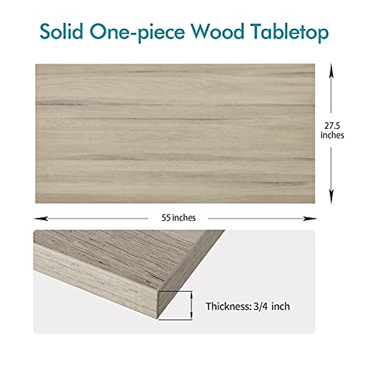 Kaboon 55x28 Desk Table Top, One Piece Wood Tabletop for Home and Office Desk, Double Desk, L Desk DIY(27.5" D x 55" W, Light Oak Desktop Only)