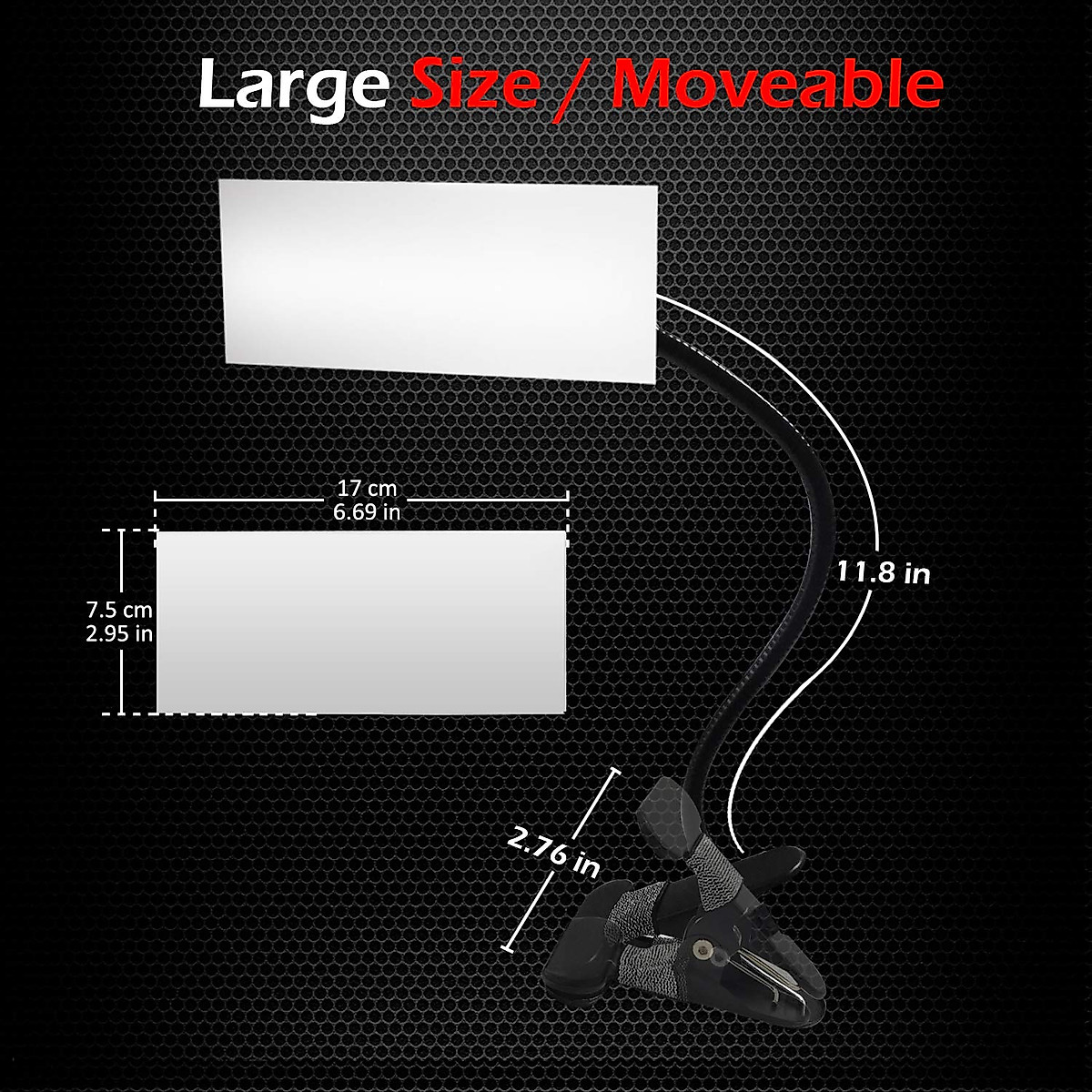 Ampper Clip On Security Mirror, Convex Cubicle Mirror for Personal Safety and Security Desk Rear View Monitors or Anywhere (6.69" x 2.95", Rectangle)