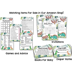 All Ewired Up 50 Dinosaur Diaper Raffle Tickets Diaper Raffle Ticket Lottery Insert Cards Baby Shower Invitations, Supplies and Games for Baby Reveal Party, Gender Neutral Bring a Pack of Diapers