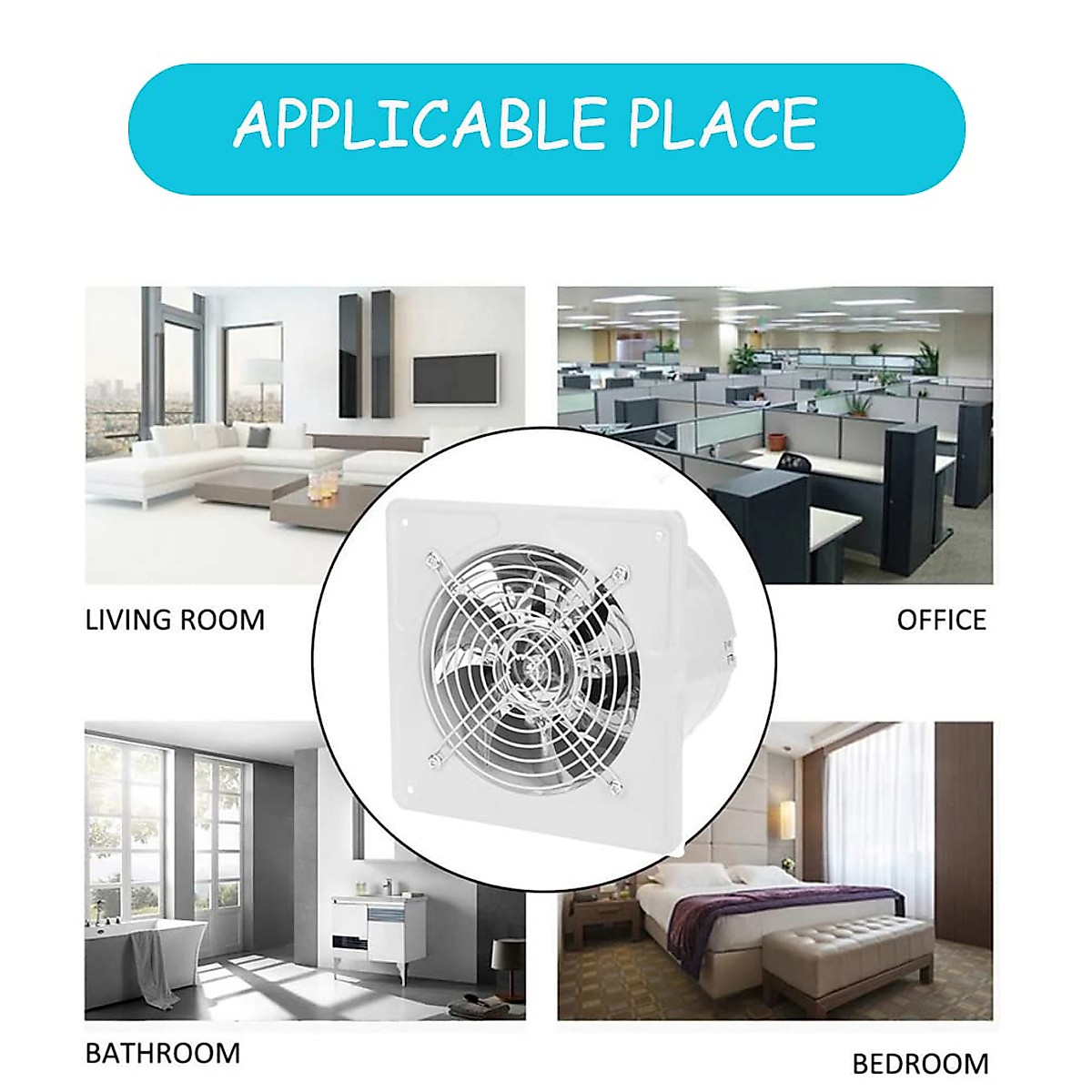 RLOZUI 8 inch Exhaust Fan, 735CFM Wall Mounted Vent Fans, Ventilation Blower for Ceiling Bathroom Attic Window Basement Ventilation Fan, 110V 80W