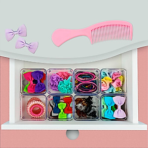 Acrimet Desk Drawer Organizer Box Tray Storage Bins Modular Divider for Home, Kitchen, Office and Storage (Clear Crystal Plastic) (8 Pack - 3.13" x 3.13" x 2.13")