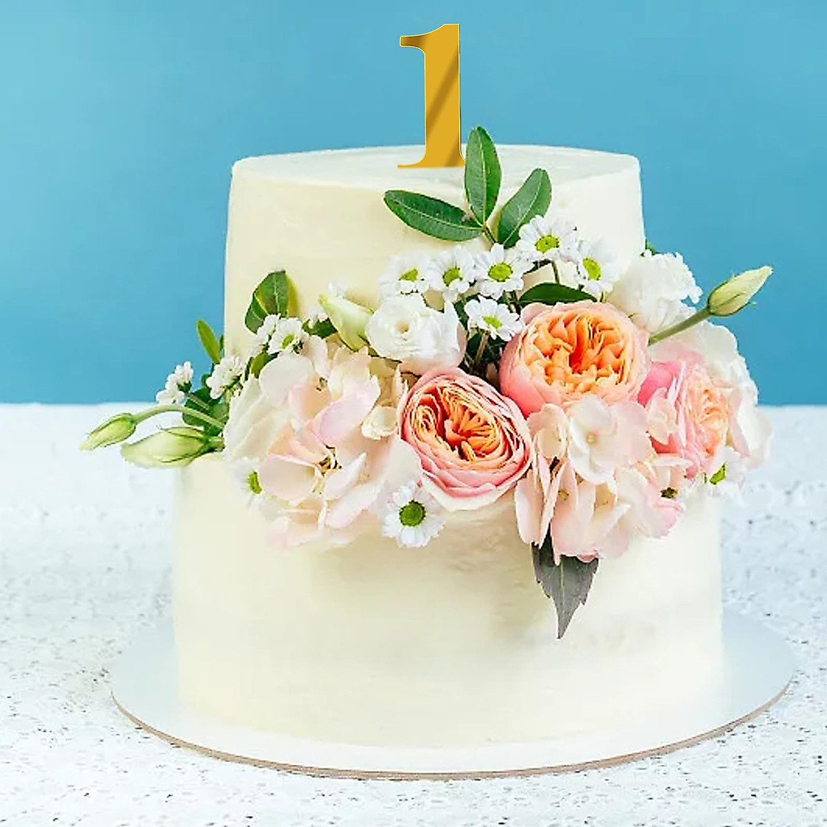 Honbay 1-10 Numbers Birthday Cake Decoratons Mirrored Acrylic Number Cake Toppers Self-Adhensive Table Number Room Number Cabinet Door Number Sticker for Wedding Anniversary Birthday Party Supplies