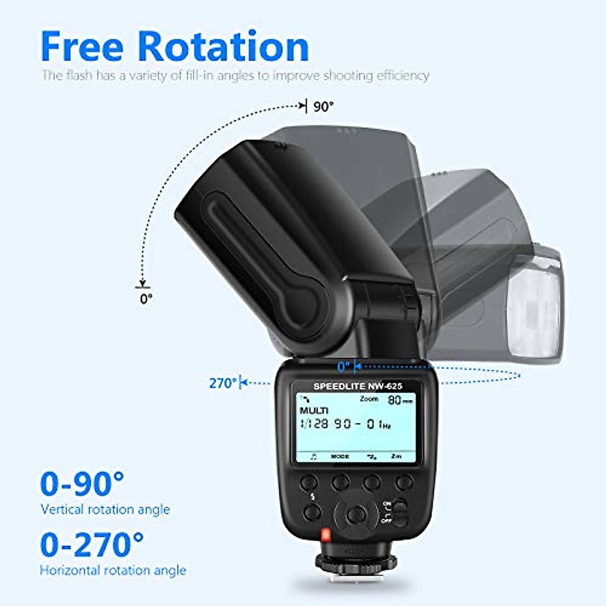 Neewer NW625 GN54 Speedlite Flash for Canon Nikon Panasonic Olympus Pentax Fujifilm DSLRs and Mirrorless Cameras and Sony with Mi Hot Shoe Like a9 a7 a7II a7III a7R III a7RII a7SII a6000 a6300 a6500