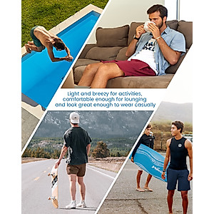 maamgic Men's 5 inch Inseam Shorts Pull-On Relaxed Fit Comfort Stretch Short Shorts with Pocket Washed Blue Large