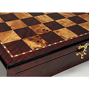 US American Civil War Generals Chess Set W/ 17" High Gloss Cherry & Burlwood Color Storage Board