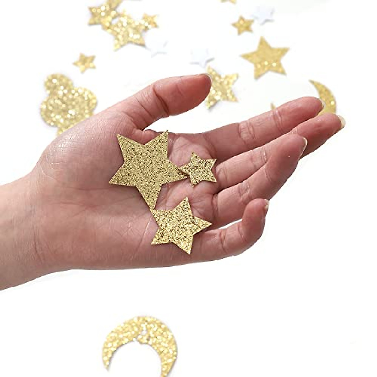 Twinkle Twinkle Little Star Baby Shower - Star Confetti For First Birthday, Over The Moon Theme Party Decorations Supplies With Baby Boy Girl, Party Photo Props For Baby Shower