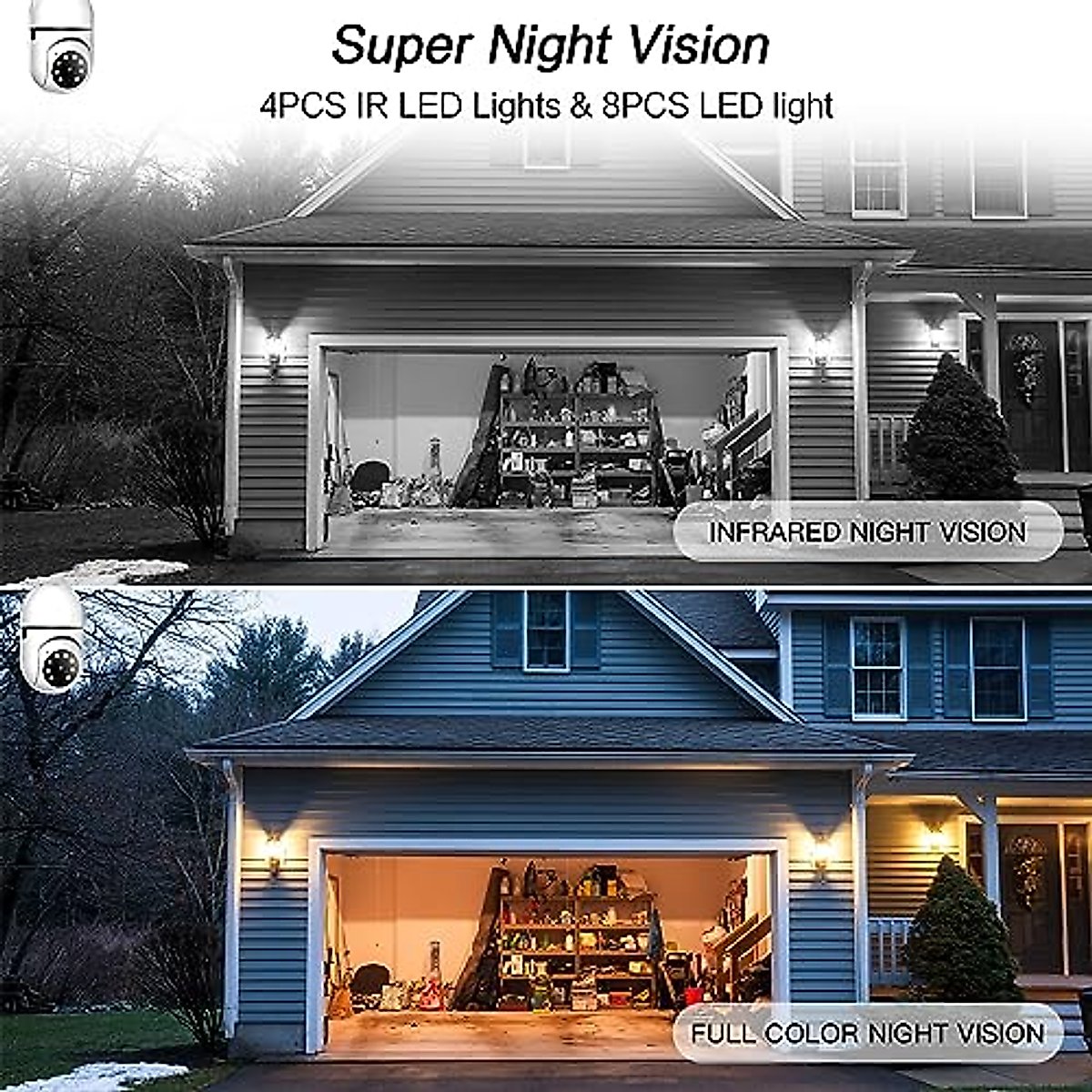 QAMY 3MP Light Bulb Security Camera, 5g WiFi Light Bulb Camera 360 Degree Full Colour Night Vision, Motion Detection, WiFi Panorama Camera Light Bulb Easy to Install, Support for Cloud Services