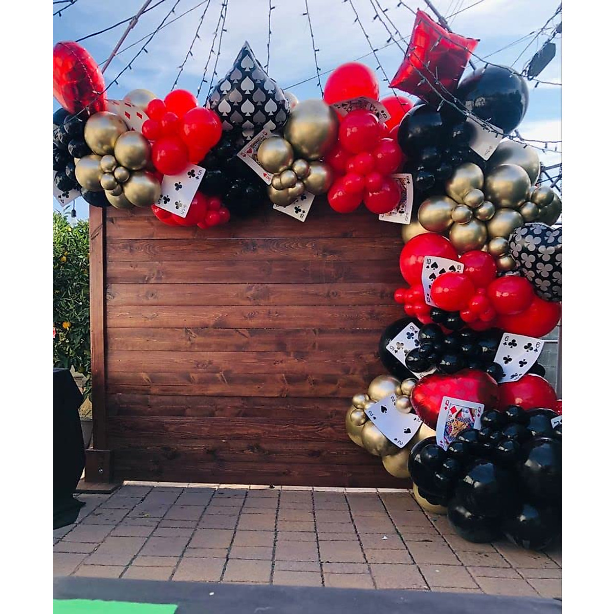 BALONAR 130Pcs DIY Red Black Gold Garland Balloon 18/10/5inch Metallic Latex Balloons for Birthday Party Celebration Graduation Bachelorette Casino Theme Party Balloons (Red Black White)