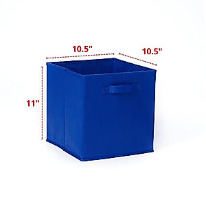 Displays By Jack Foldable Fabric Storage Bins Organizer, Collapsible Cube Containers with Handles, Great for Closet and Cubby Toy Organizers, 10.5" x 10.5" x 11"H, Set of 6, Navy Blue
