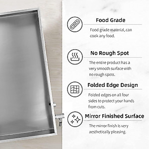 Marada Maple Syrup Evaporator Pan with a Valve Two interfaces Steam Table Pan 304 Stainless Jam Food Pan Chafing Pan for Home, Outdoor, Cooking (30"L x 16" W x 9.5" H)