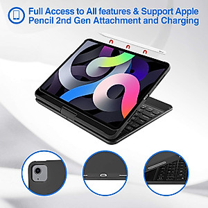 ProCase Keyboard Case for iPad Air 6th 11 inch 2024/Air 5th/4th 10.9" 2022 2020/ iPad Pro 11" 2022 2021 2020 2018, 360 Degree Rotation Wireless Keyboard with 7 Colors Backlit, Auto Sleep/Wake -Black