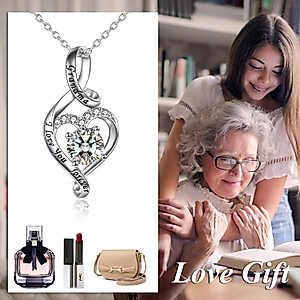 POPLYKE Grandma Necklace Gifts for Grandma from Granddaughter Sterling Silver Grandma I love You Forever Love Heart Necklace Jewelry for Women Mothers Valentines Birthday