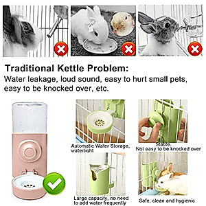 Chngeary Leak Proof Guinea Pig Water Bottle, Automatic Water Filling Rabbit Water Bottle for Hamsters, Bunny, Cats.Easy to Use, Install and Clean(Pink)