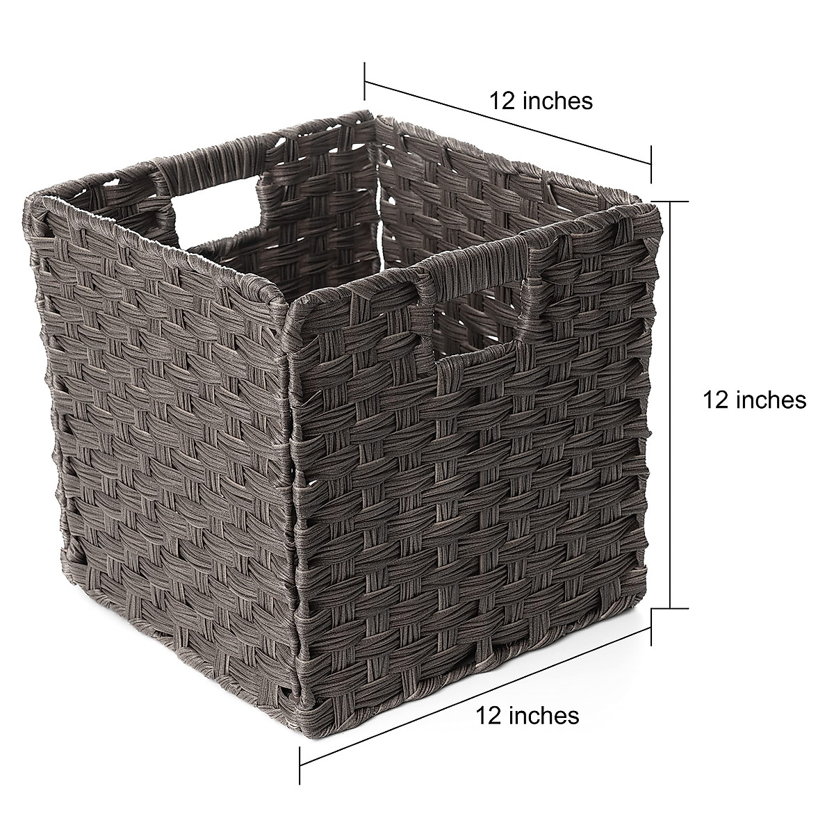 Foldable Synthetic Plastic Wicker Storage Basket with Iron Wire Frame By Blue Ridge Basket Company (Set of 2)
