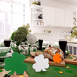 3 Pieces St. Patrick's Day Table Wooden Signs Saint Patty's Day Shamrock Wooden Decorations Irish Themed Freestanding Table Plaque St. Patricks Centerpiece for Home Desk Office Party