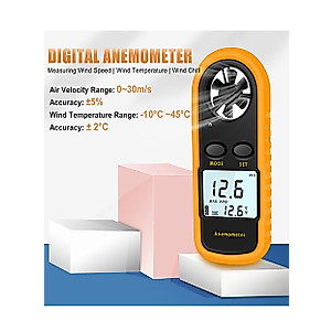 NICE-POWER Handheld Anemometer, Digital Wind Speed Meter Air Flow Meter for Measuring Wind Speed Temperature and Wind Chill, Portable Wind Gauge for HAVC Drone Sailing Fishing(LCD Backlight)