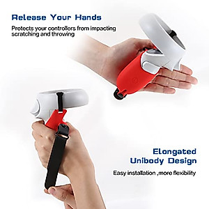 VR Controller Grips Protection Cover for Oculus Quest 2,Include Controller Grip Cover,Handle Controller Rocker Cap(2pcs Set/Red)