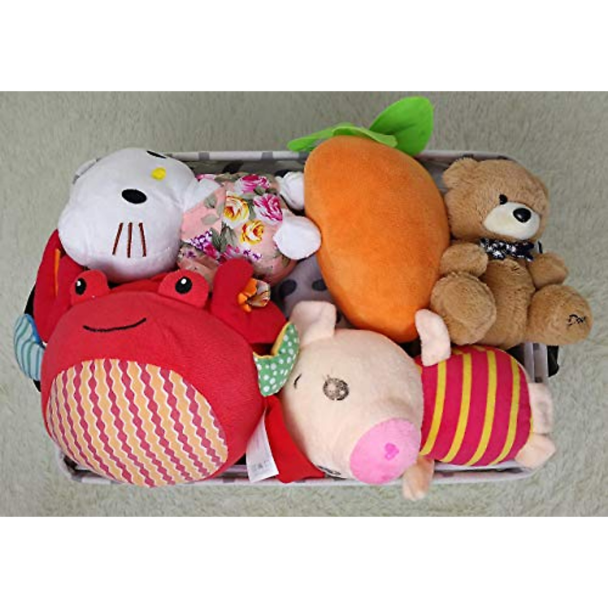 Rectangular Storage Bin Canvas Fabric Storage Basket,Waterproof Coating Toy Organizer with Handles,Gift Basket for Home,Office,Clothes,Toy,Shelf Basket(REC Elephant)