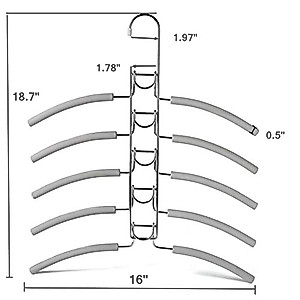 Amber Home 2 Pack Multi Layer 5 in 1 Metal Coat Sweater Shirt Hangers, Closet Storage Organizer Detachable Space Saving Anti Slip Heavy Duty Clothes Hangers Fixed Hook for Tops