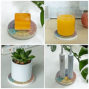 Feelings Wheel Chart Therapy Circle of Emotions Round Diatomite Cup Coasters Non-Slip Absorbent for Drinks Coffee Mug Home Decor 4 Inch Diameter (Set of 1), One Size