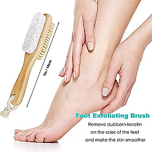 Spclsim Bath Brush Set Shower Brush Body Scrubber Brush Back Scrubber for Showe Body Exfoliating Brush, Bath Back Cleaning Scrubber with Long Wooden Handle (Bath brush-05)