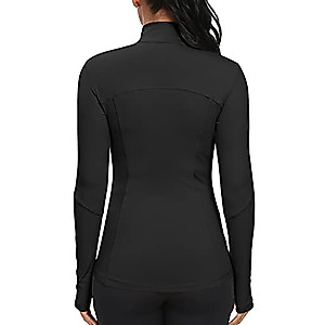 GYM RAINBOW Workout Jackets for Women, Full Zip Slim Fit Lightweight Athletic Running Sports Track Jacket with Pockets(1-Black,Medium)