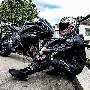 BDTOT Bluetooth Motorcycle Helmet, Full Face Flip Up, DOT Approved, Tail Wing Design, Noise Reduction, Anti-Fog Double Visor, Compatible with ATV, Color C