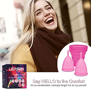 LEASEN Period Cup, Set of 2 Menstral Cups, Period Kit with Menstrual Cup Wash for Feminine Care, Premium Design with Soft, Flexible, Medical-Grade Silicone