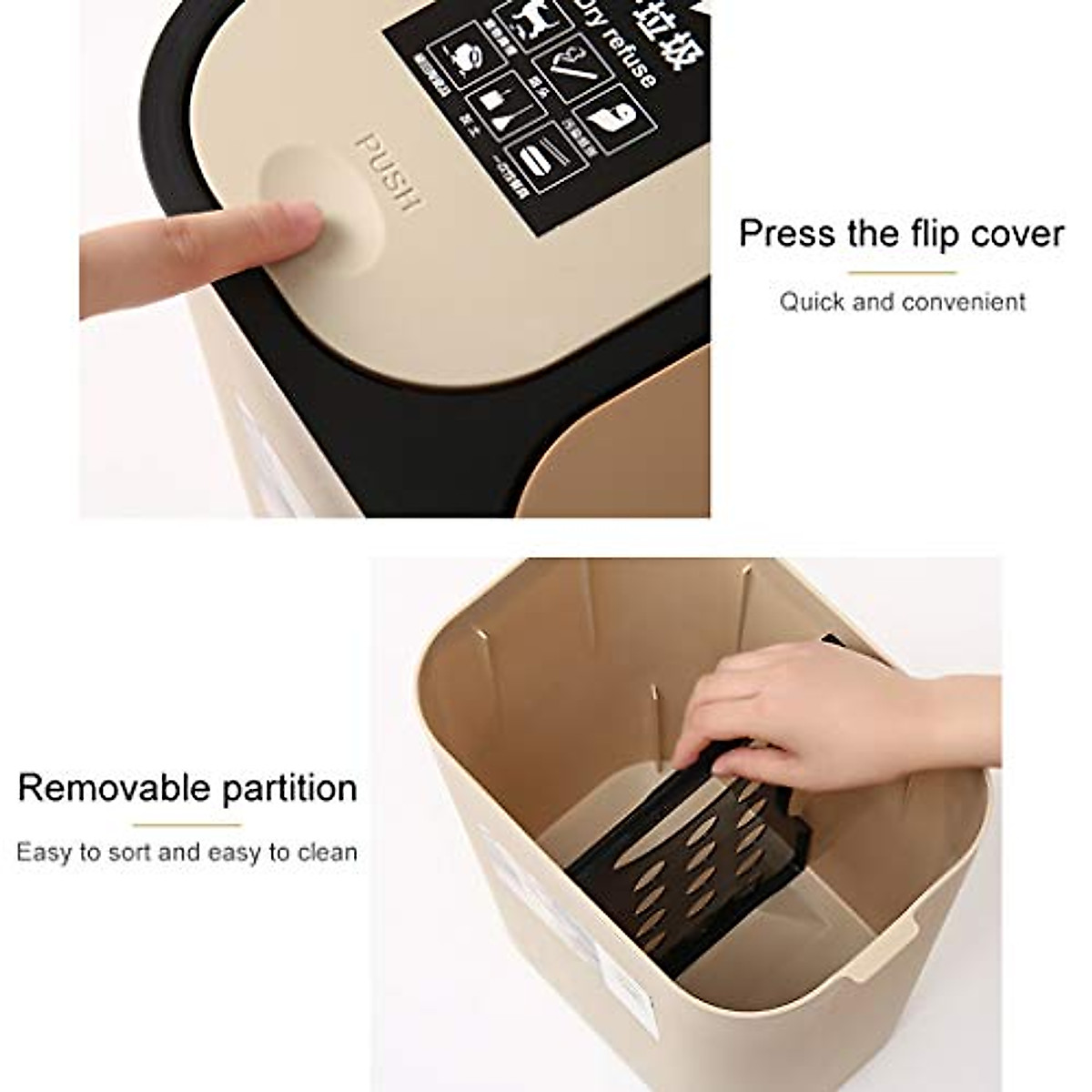 WXXGY Trash Can Double Recycling Waste Bin Twin Double Compartment Bin for Waste Separation for Waste Recycling for Kitchen Home/White