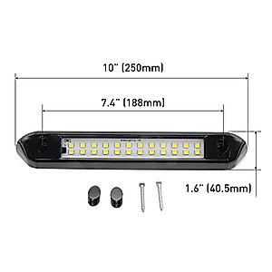 Dream Lighting 12 Volt Auto Waterproof Awning Lights/Cool White RV Exterior LED Lighting for Marine Boat Camper Trailer and Motorhome 9.84 inch Black Shell Pack of 2
