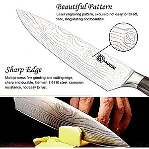 8 Inch Chef's knife, blade length 20 cm, professional kitchen knife, chef's knife, utility knife made of carbon stainless steel, extra sharp knife blade with ergonomic handle