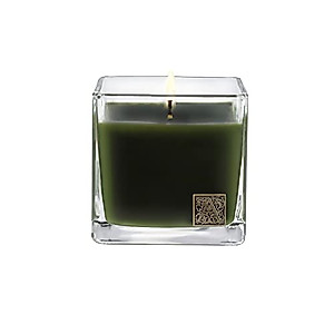 Aromatique The Smell of Tree Glass Cube 12 oz Scented Jar Candle with Metal Medallion for Home Décor and Gift