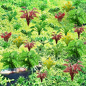 FOIMAS 100pcs Mini Model Plant Miniature Model Tree Flower Green Shrub for Fairy Garden Diorama Train Scenery Railway Sand Architecture Model Craft Supply