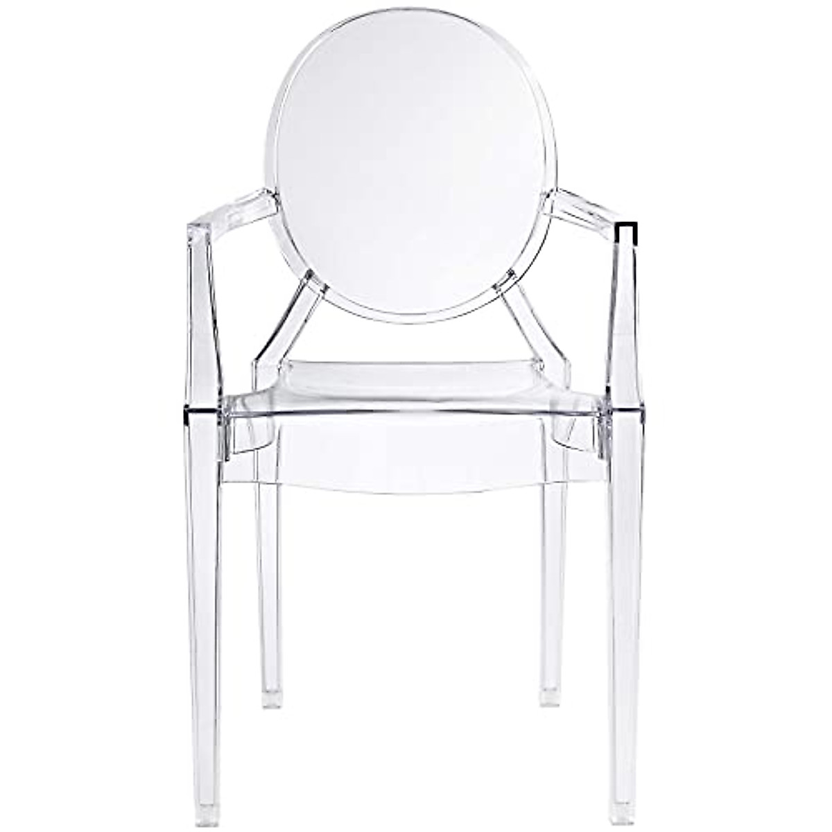 Modway Casper Modern Acrylic Stacking Kitchen and Dining Room Arm Chair in Clear - Fully Assembled